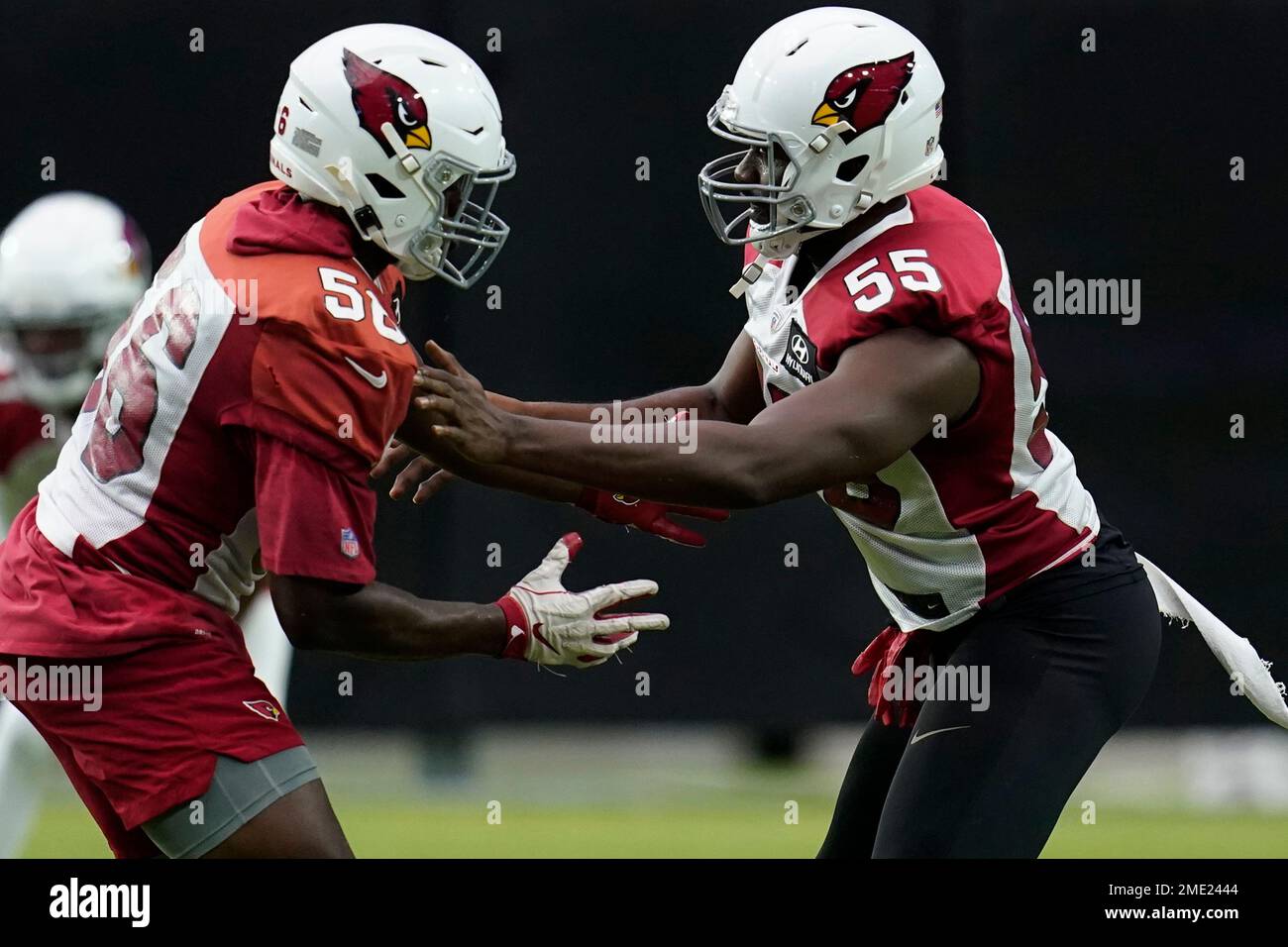 Arizona Cardinals defensive end Chandler Jones (55) tries to get past ...