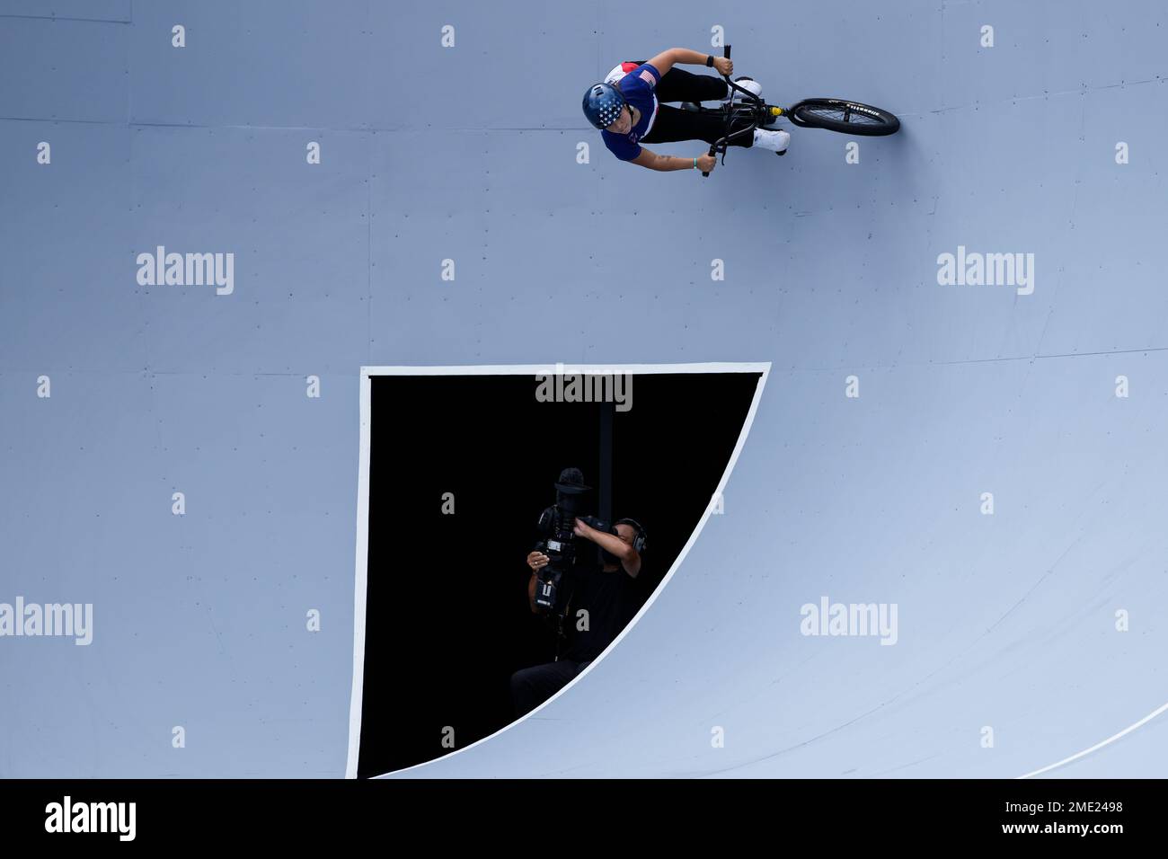 Perris Benegas of the United States competes in the women's BMX ...