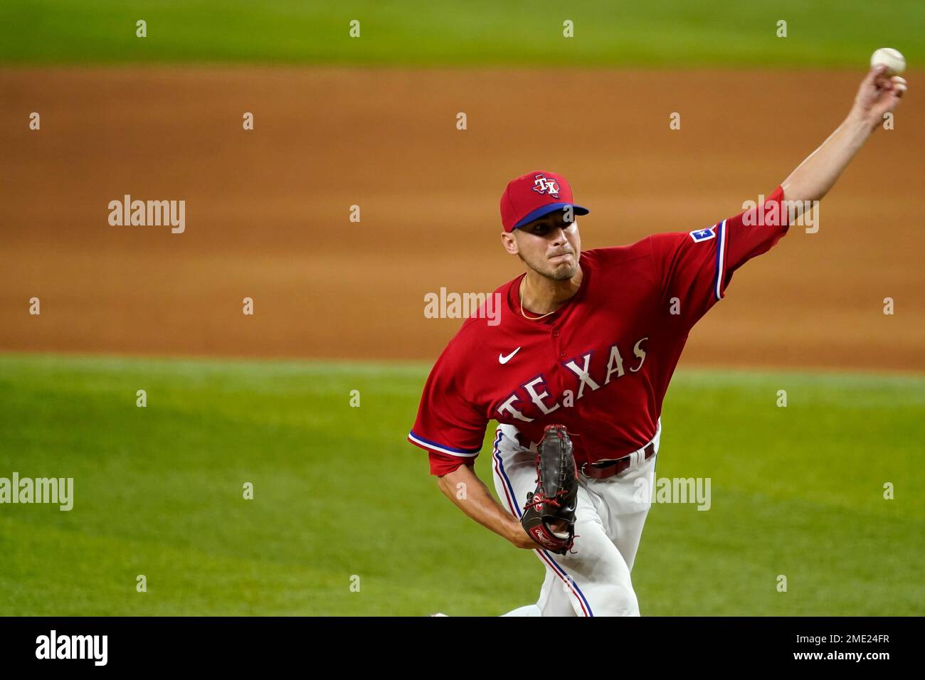 Texas Rangers relief pitcher Brett Martin throws to the Seattle ...