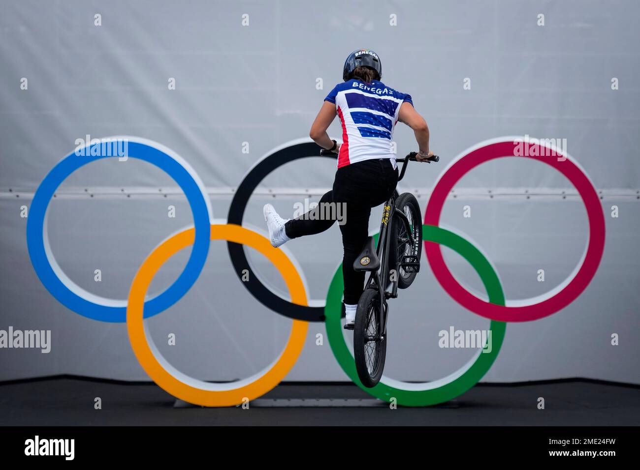Perris Benegas of the United States competes in the women's BMX ...