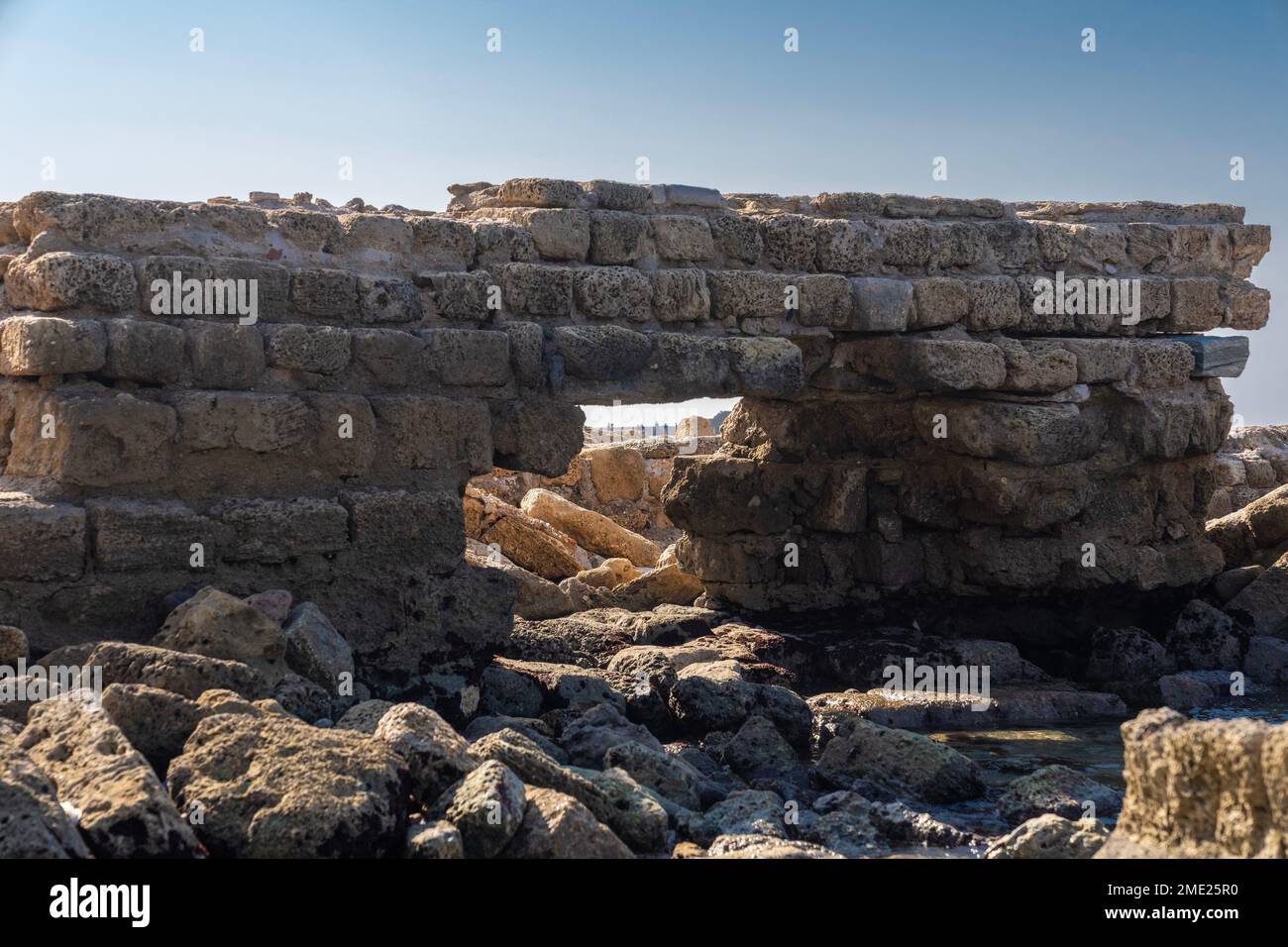 Ruins of Caesarea, ancient Roman city in Israel located on the shores ...