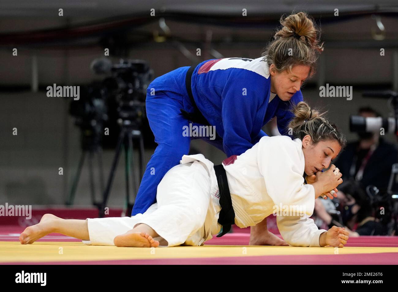Gili Sharir of Israel, top, and Maria Centracchio of Italy compete ...