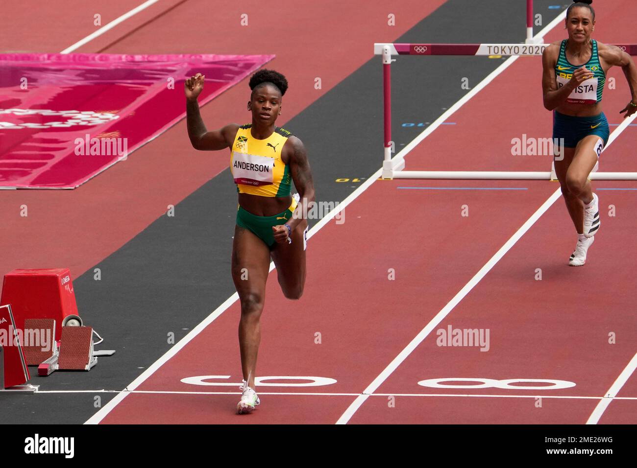 Britany Anderson, of Jamaica, wins a heat in the women's 100-meter ... Britany Anderson, of Jamaica, wins a heat in the women's 100-meter ...