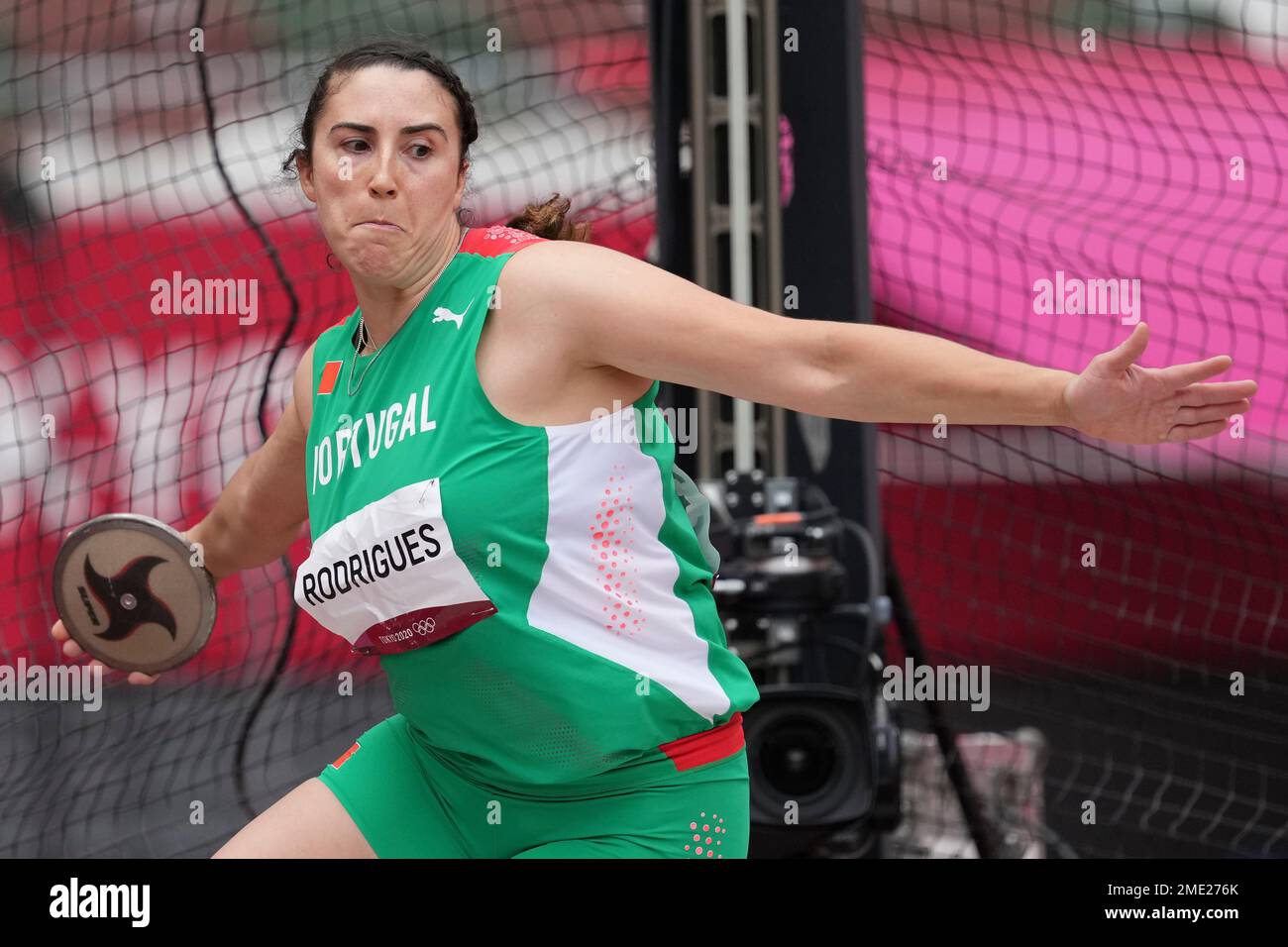 Irina Rodrigues, of Portugal, competes during the qualification round ...