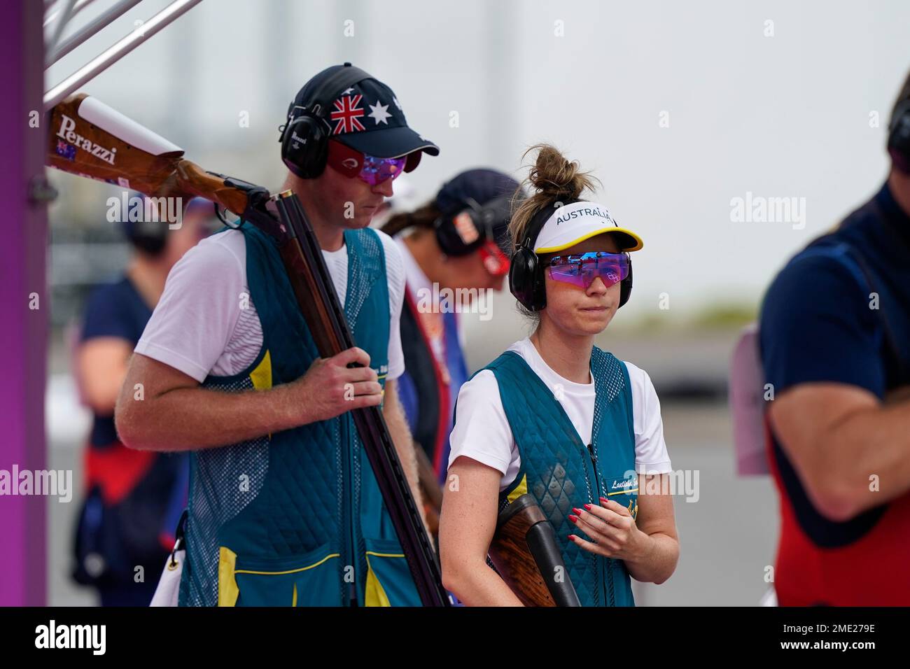 James Willett, left, and Laetisha Scanlan, both of Australia, compete ...