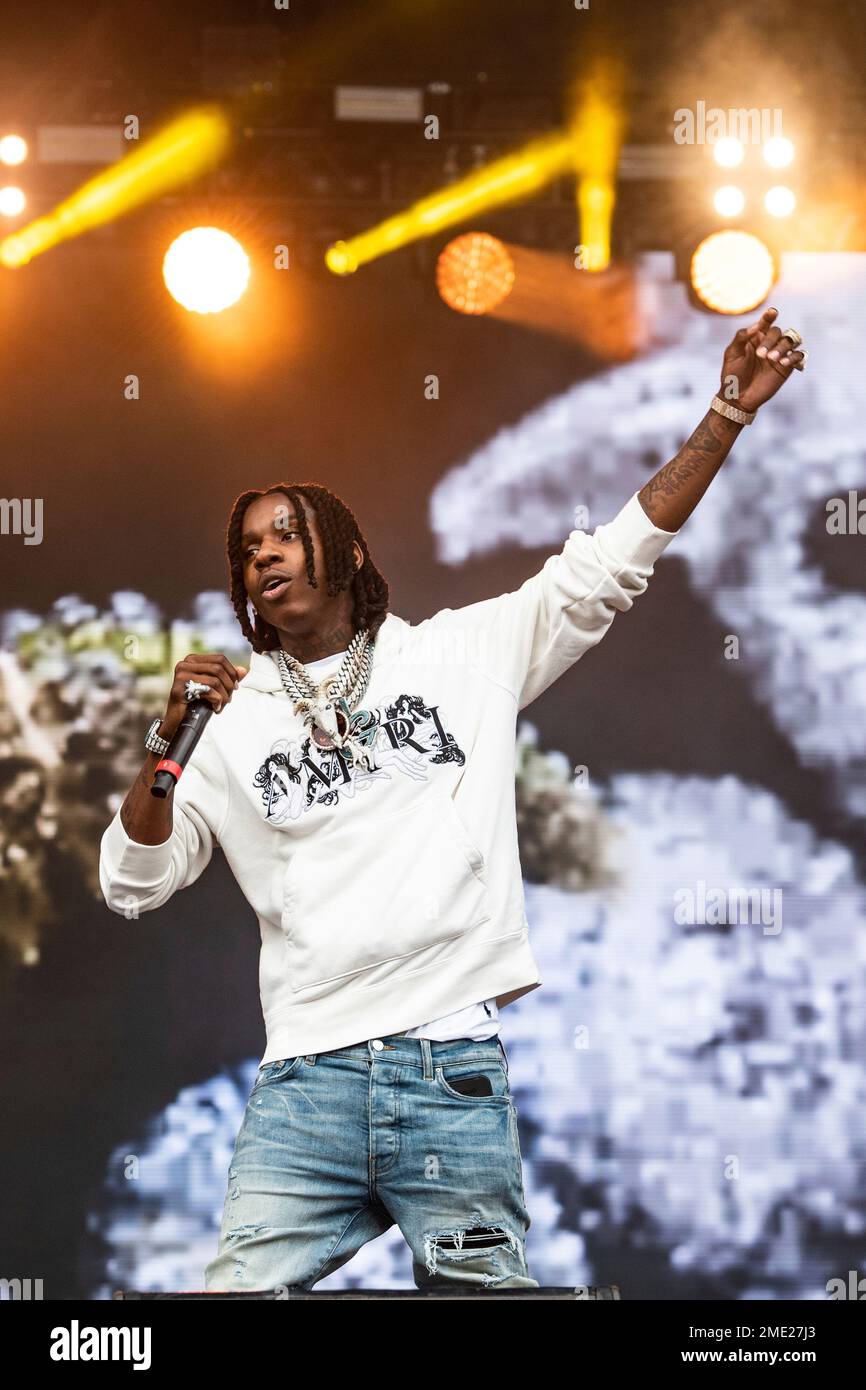 Polo G performs on day two of the Lollapalooza Music Festival on Friday ...