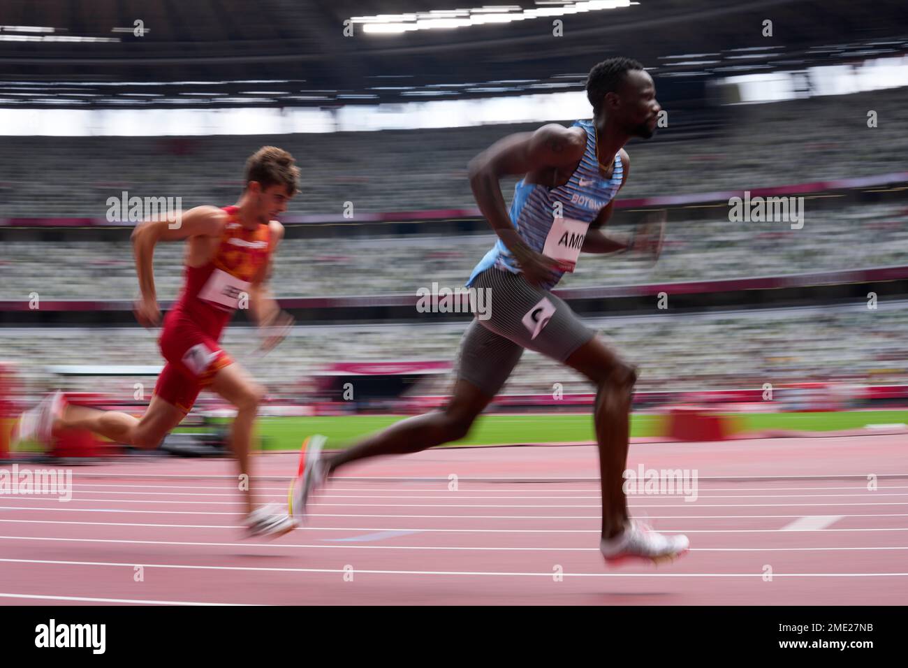 Nijel Amos, of Botswana, wins a heat in the men's 800-meter run at the ...