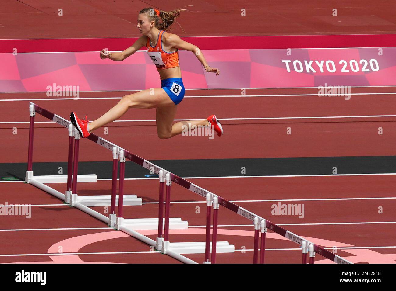 Femke Bol, of the Netherlands, wins a heat in the women's 400-meter ...