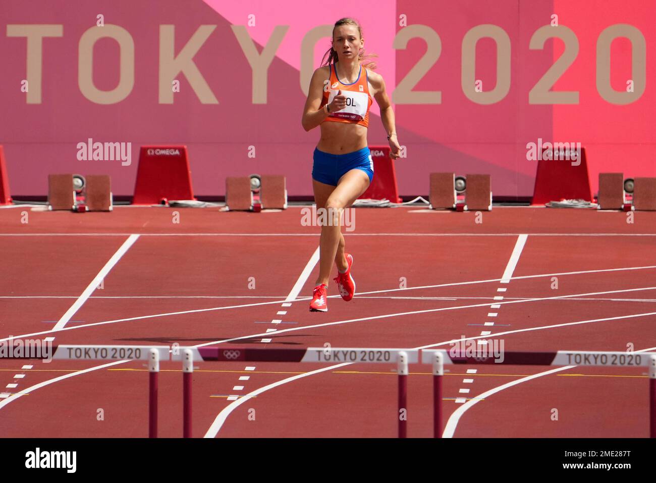 Femke Bol, of the Netherlands, wins a heat in the women's 400-meter ...