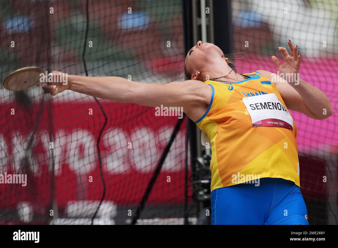 Nataliya Semenova, of Ukraine, competes in the qualification round of ...