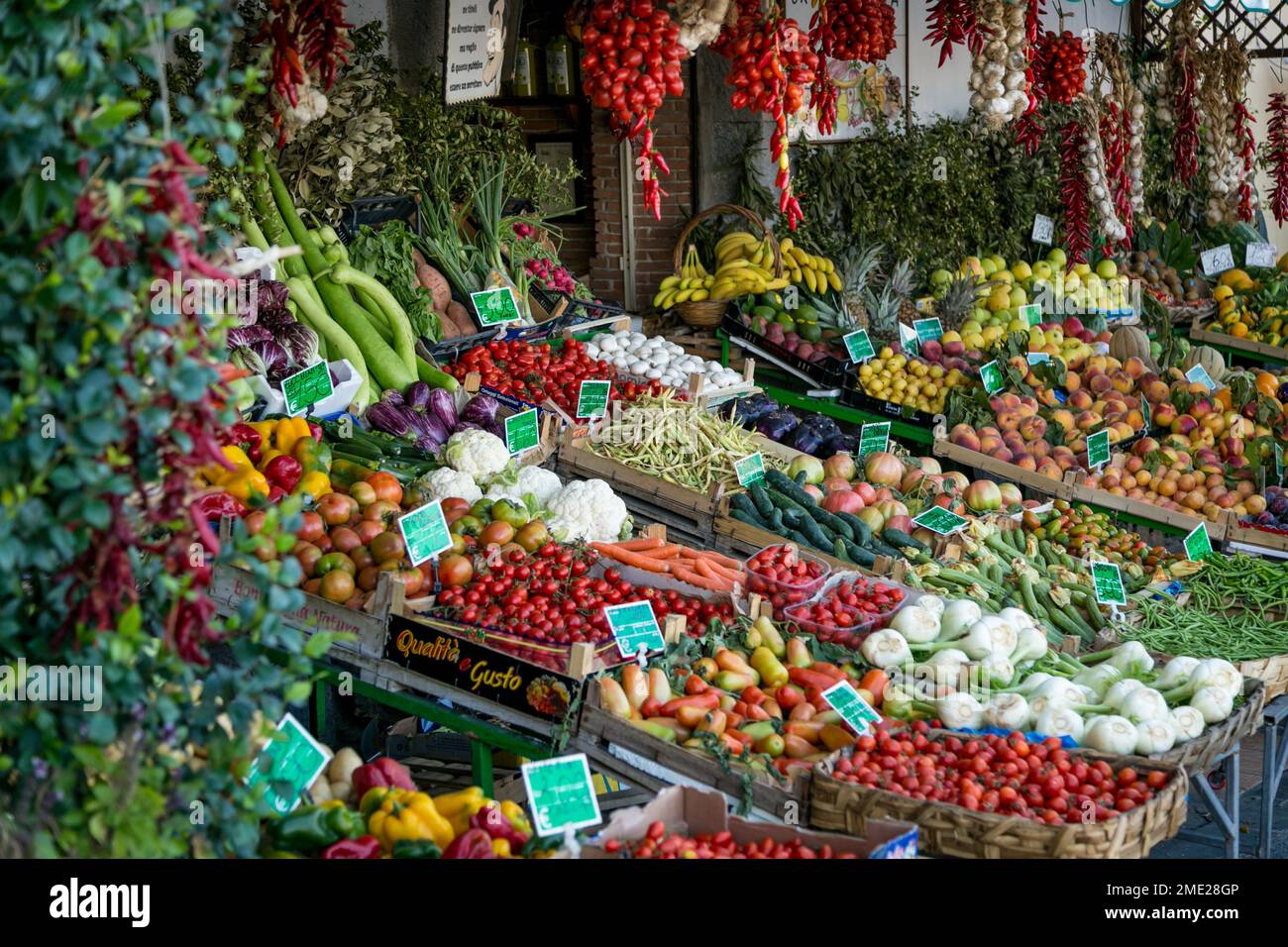 Fresh fruit and vegetables for sale on the island of Ischia, Campania ...