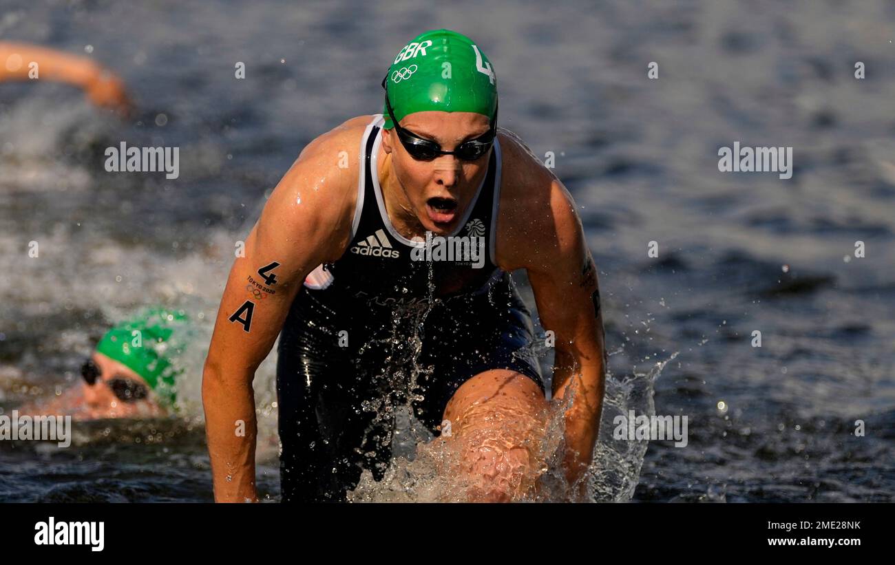 Jessica Learmonth of Britain come out of the water as she competes ...