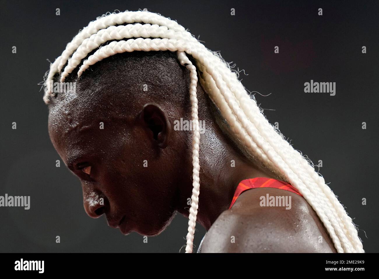 Francine Niyonsaba, of Burundi, finishes a heat in the women's 5,000 ...