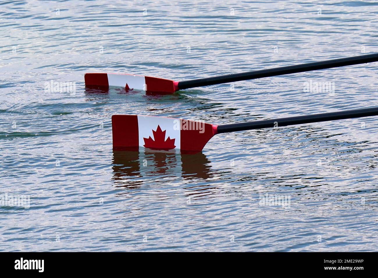 The maple leaf adorns the oars of Canada's Jill Moffatt and Jennifer ...