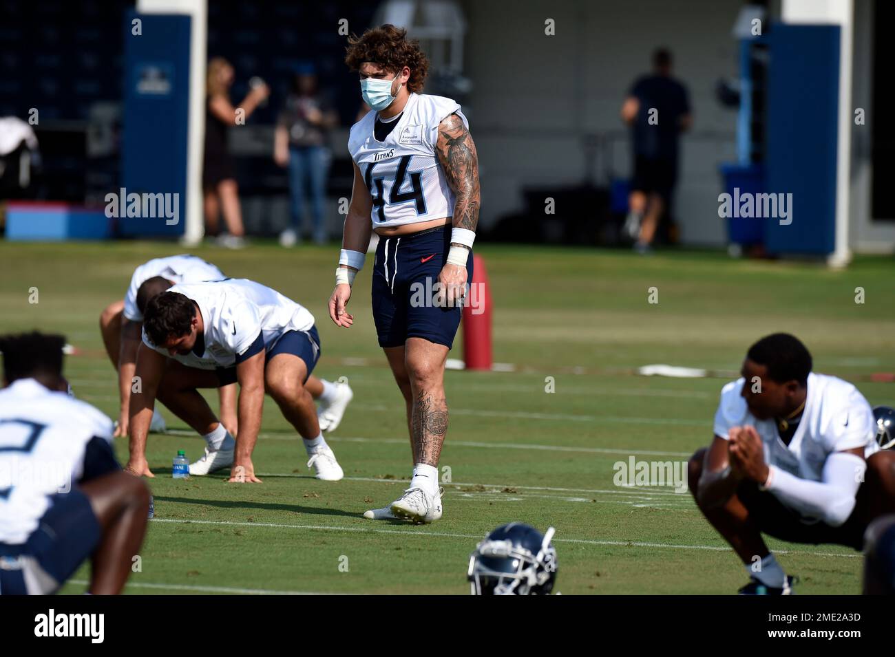 Tennessee Titans fullback Tory Carter (44) stretches during NFL ...