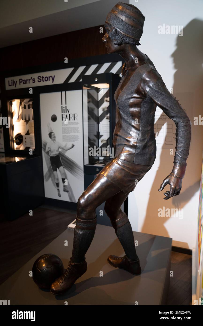 A statue of Lily Parr is displayed at the National Football Museum in ...