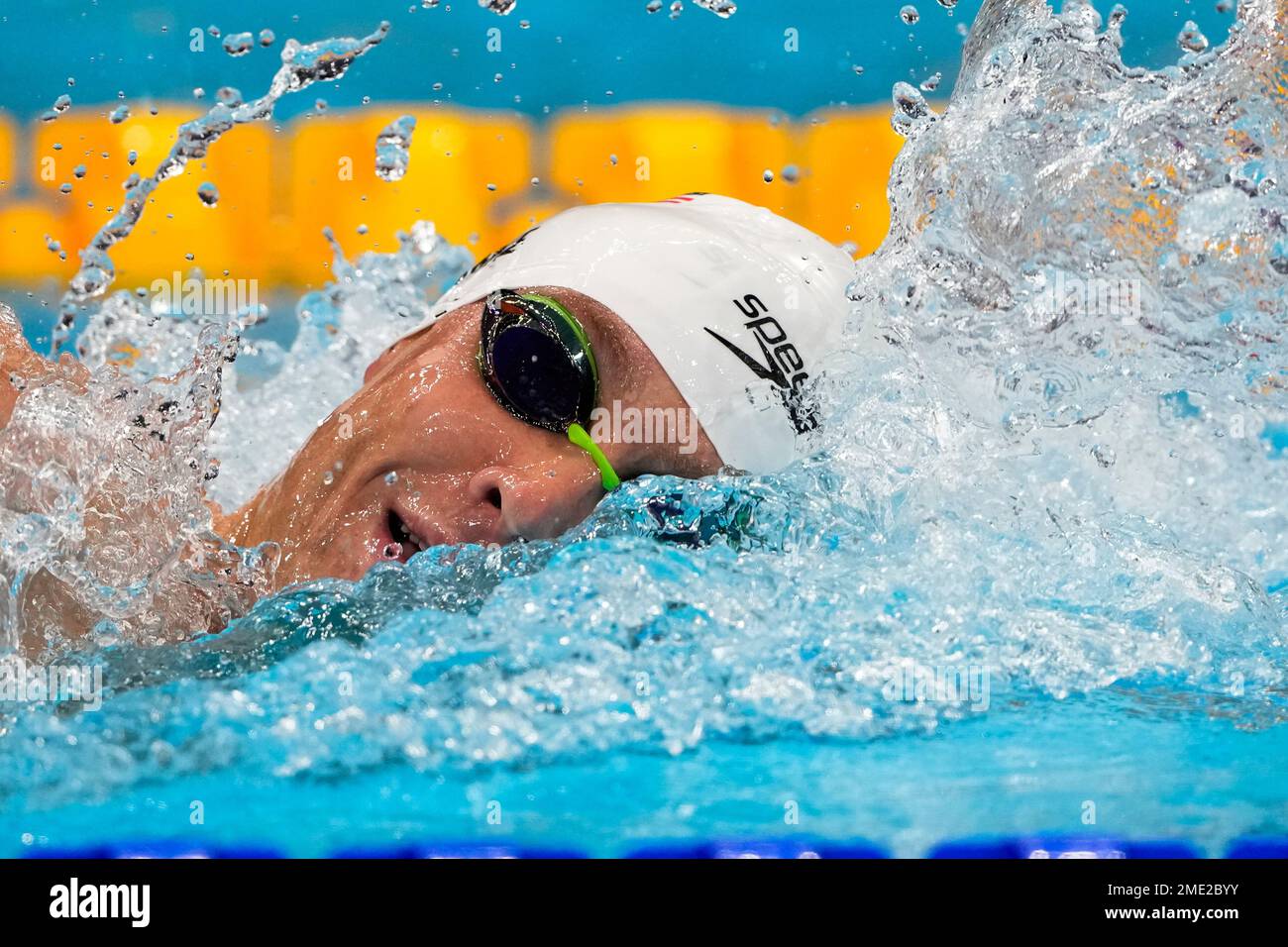 Robert Finke, of United States, swims in a men's 1500-meter freestyle ...