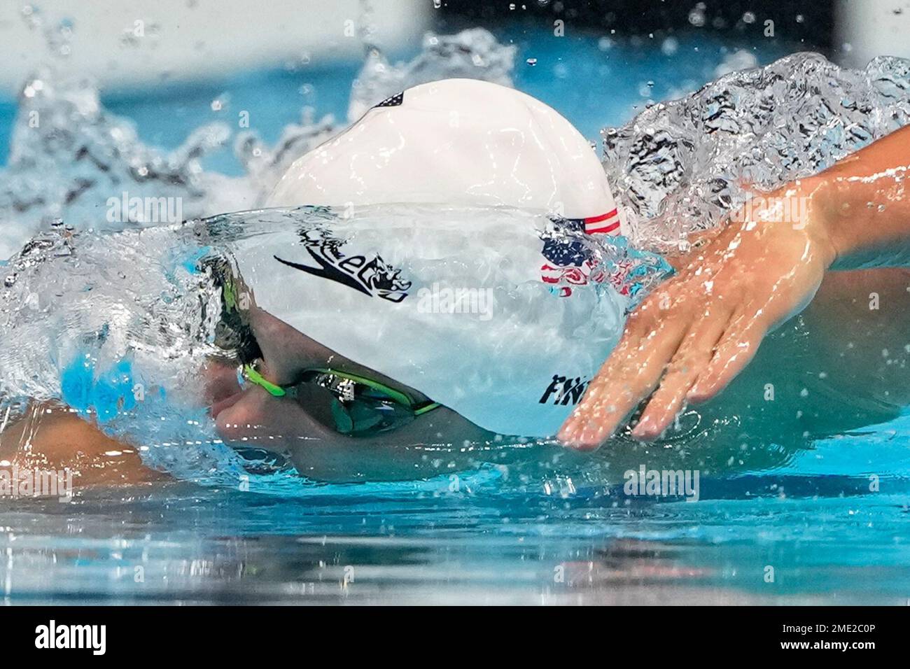 Robert Finke, of United States, swims in a men's 1500-meter freestyle ...