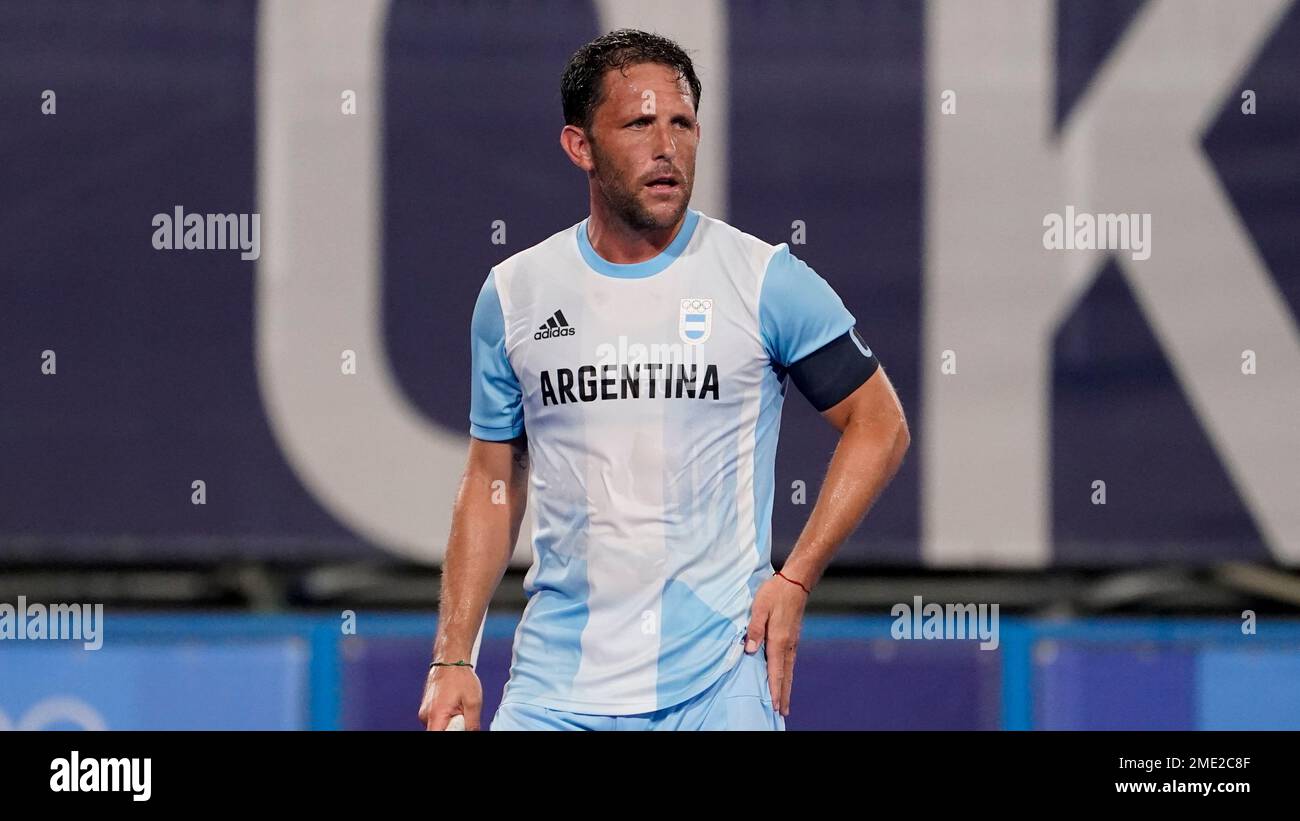 Argentina's Pedro Ibarra waits for the inbound ball during a men's ...