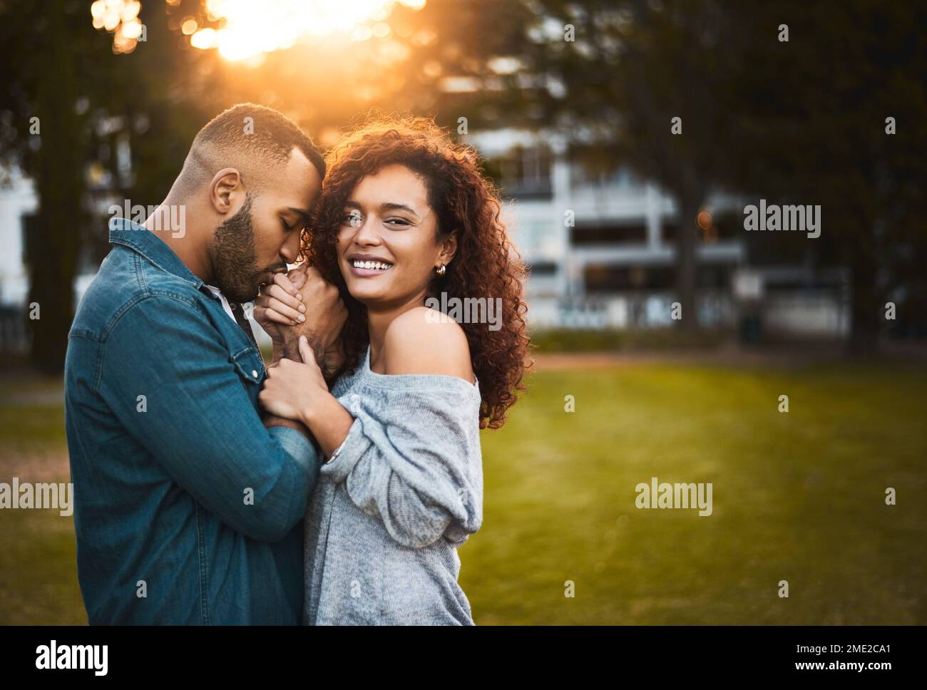 Happy hearts are ones brimming with love. an affectionate young couple ...