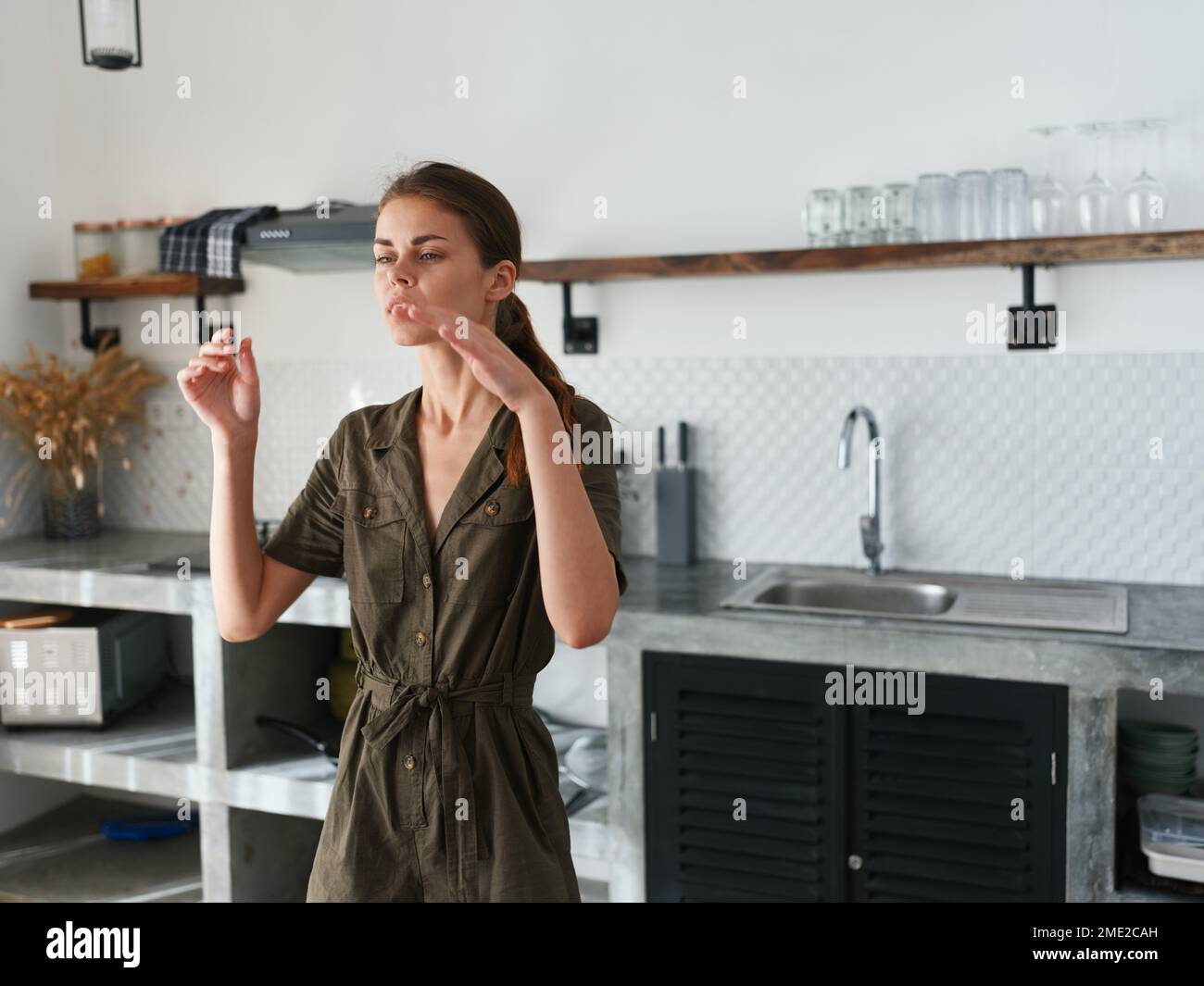 Woman drink soup cold hi-res stock photography and images - Alamy