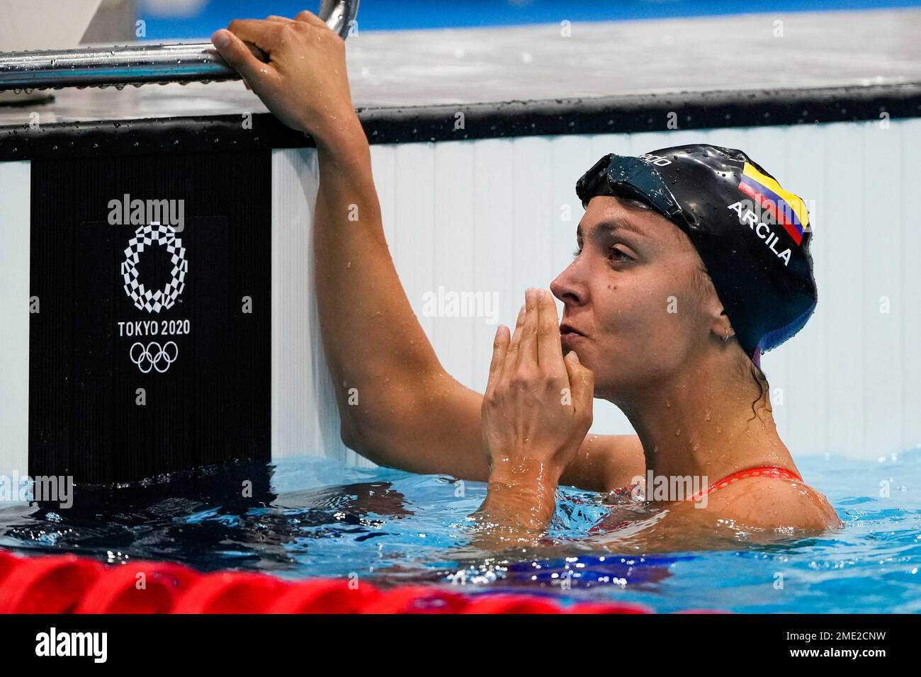 Isabella Arcila, of Colombia, swims in a women's 50-meter freestyle ...