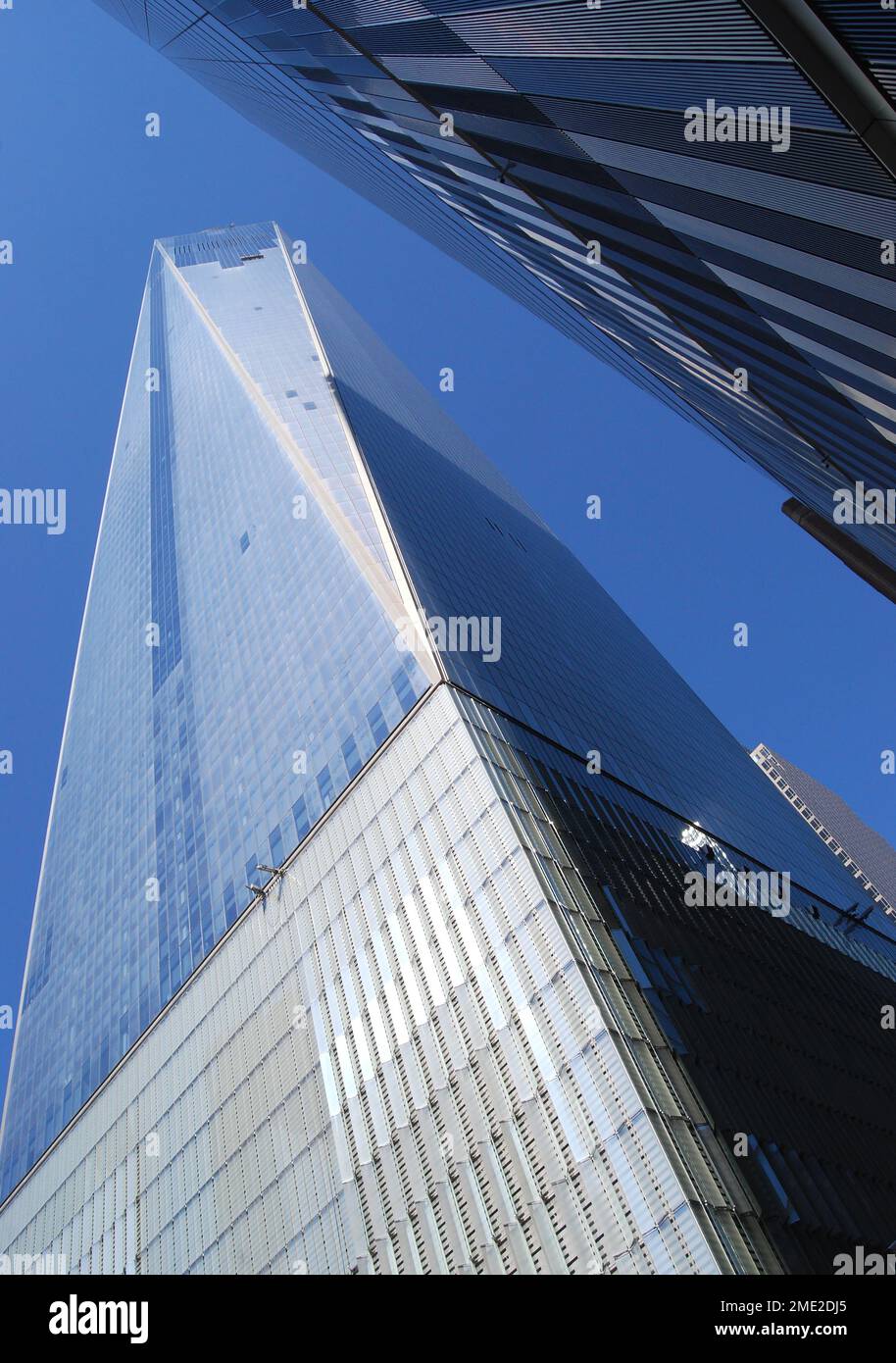Looking up the One World Trade Center at 285 Fulton Street in Lower ...
