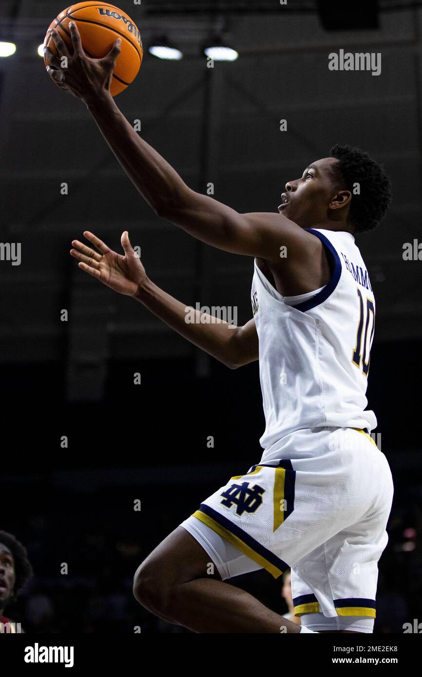 Notre Dame's Marcus Hammond (10) drives to the basket during the second ...