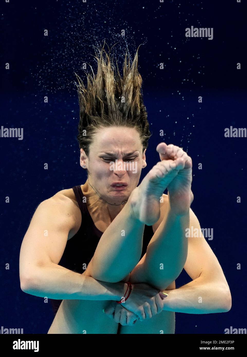 Anna Pysmenska of Ukraine competes in women's diving 3m springboard ...