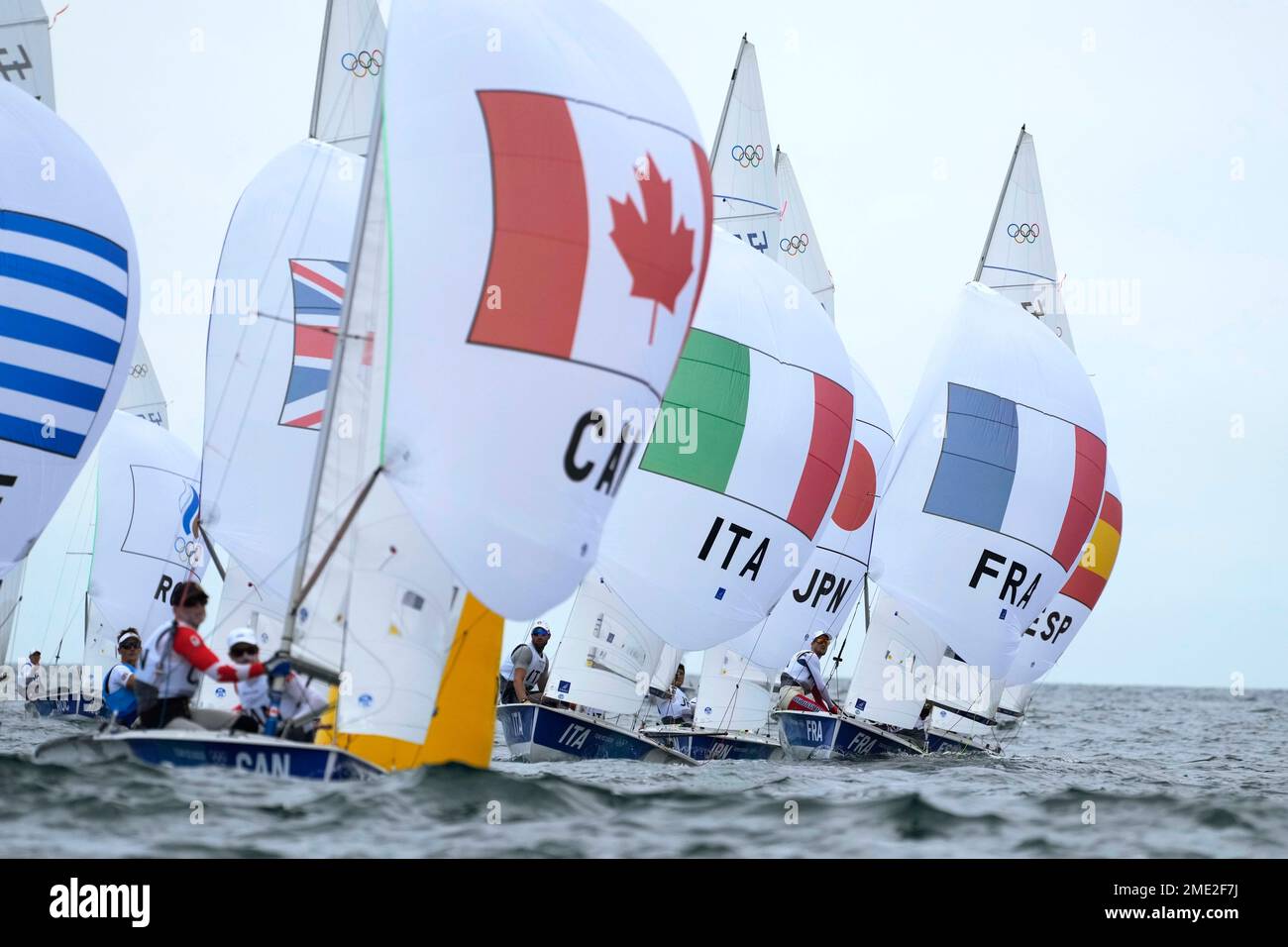 Athletes of the men's 470 class compete at the 2020 Summer Olympics ...