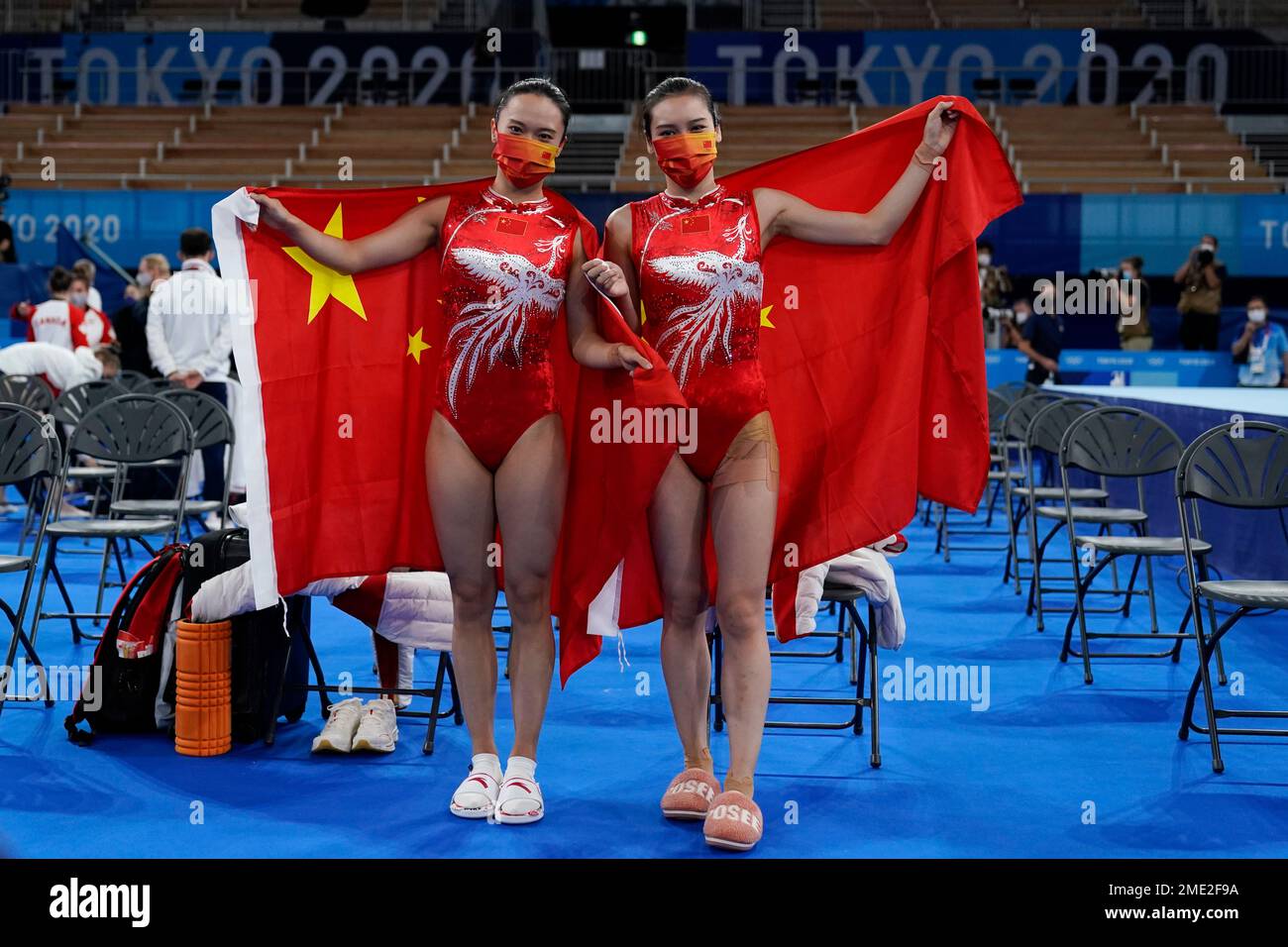Gold medallist Xueying Zhu, left, of China, and silver medallist ...
