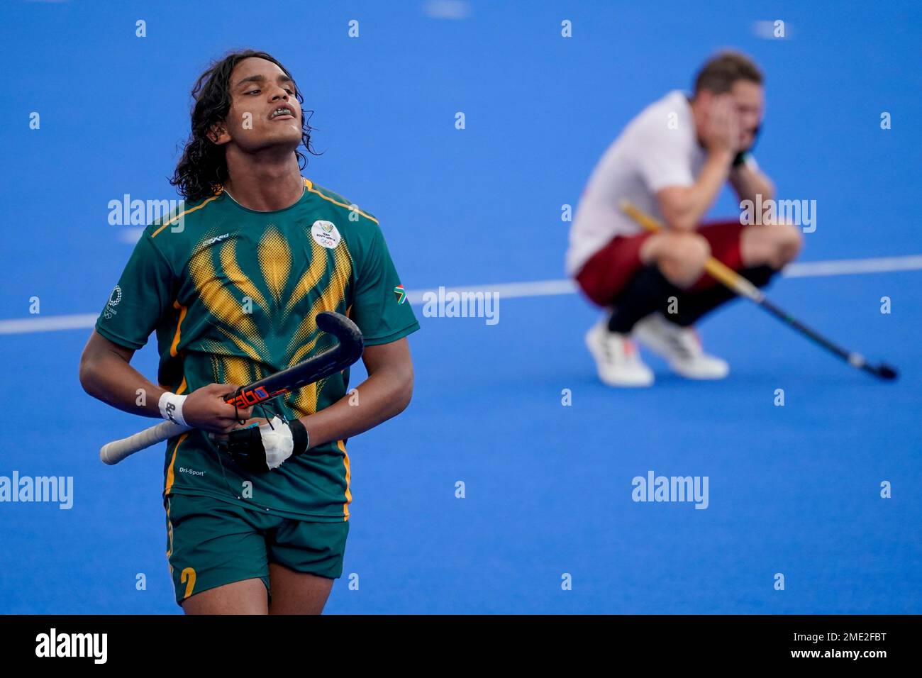 South Africa's Mustaphaa Cassiem reacts after drawing his men's field ...