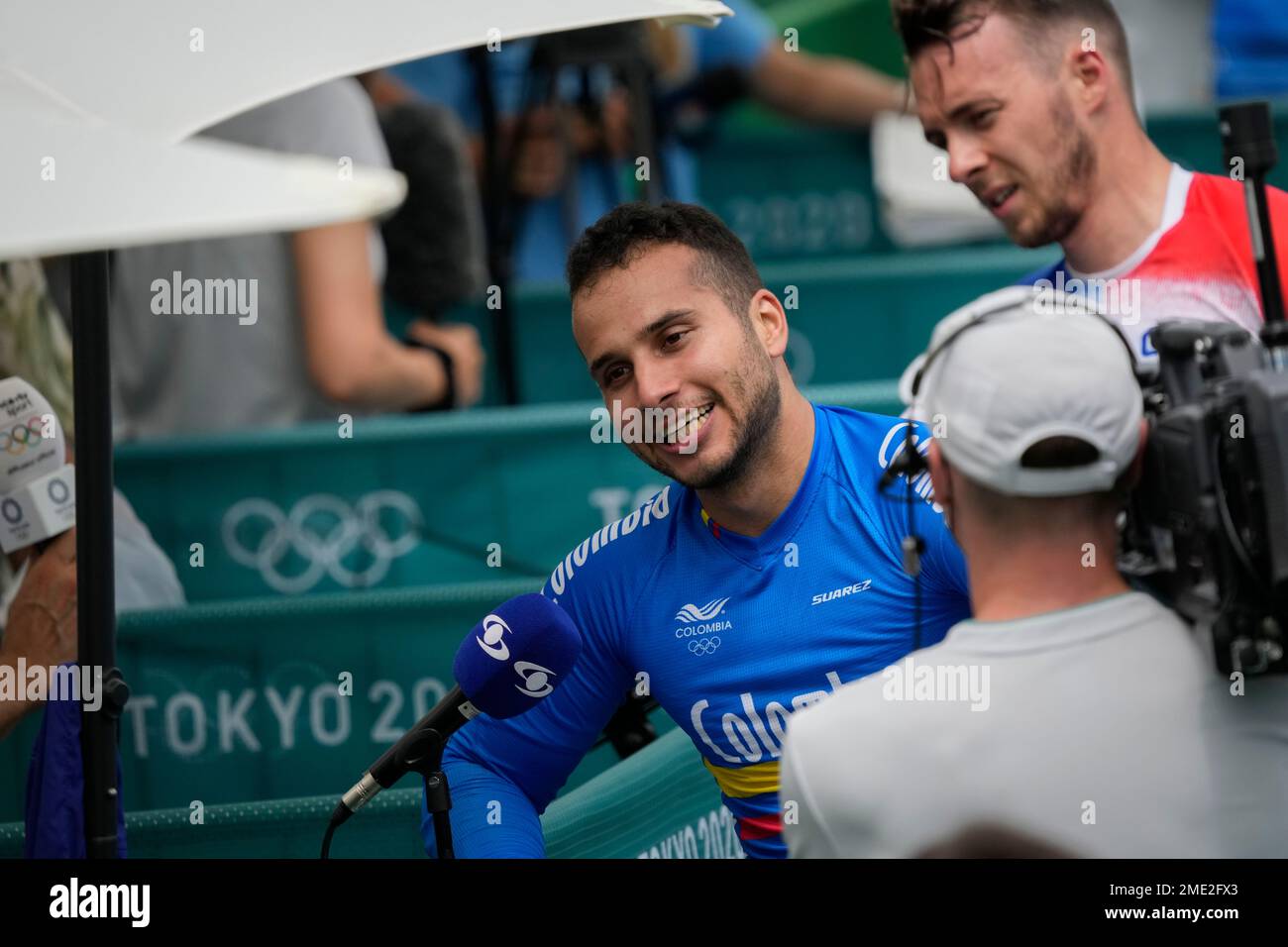 Carlos Alberto Ramirez Yepes of Colombia speaks to media after winning ...