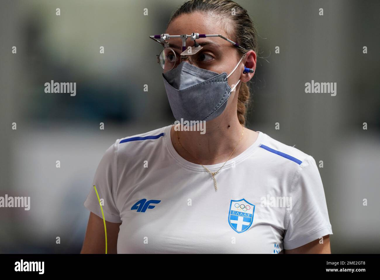 Anna Korakaki, of Greece, departs after competing in the women's 25 ...