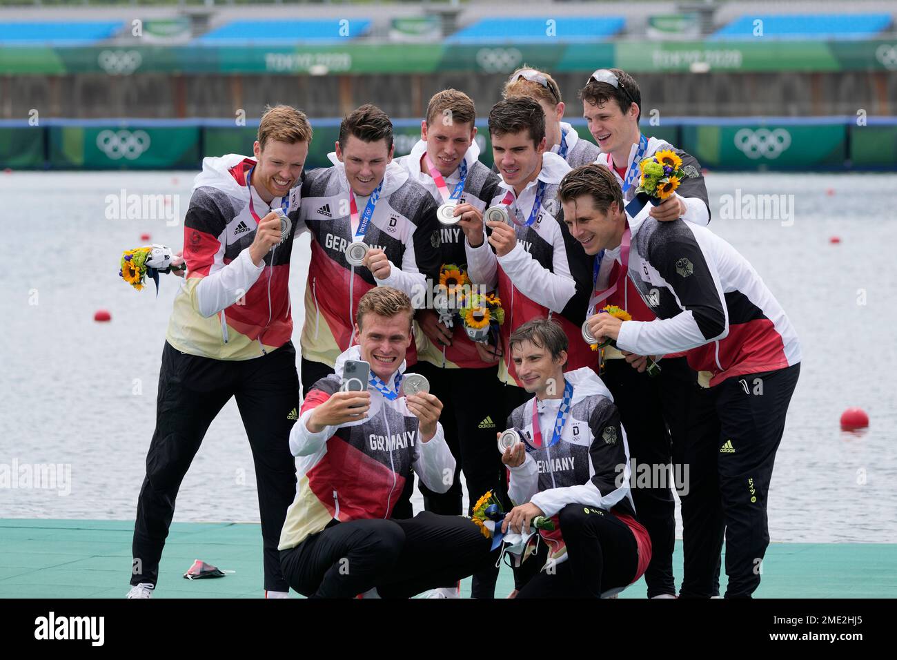 Silver medalists Johannes Weissenfeld, Laurits Follert, Olaf Roggensack ...