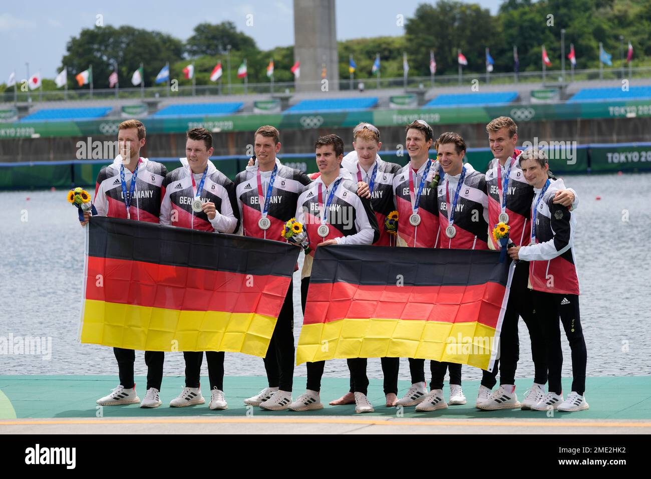Silver medalists Johannes Weissenfeld, Laurits Follert, Olaf Roggensack ...