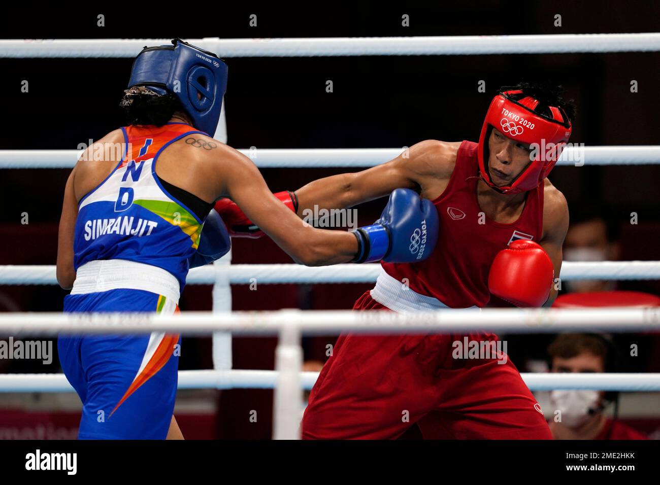 Sudaporn Seedondee, of Thailand, right, and India's Simranjit Kaur ...