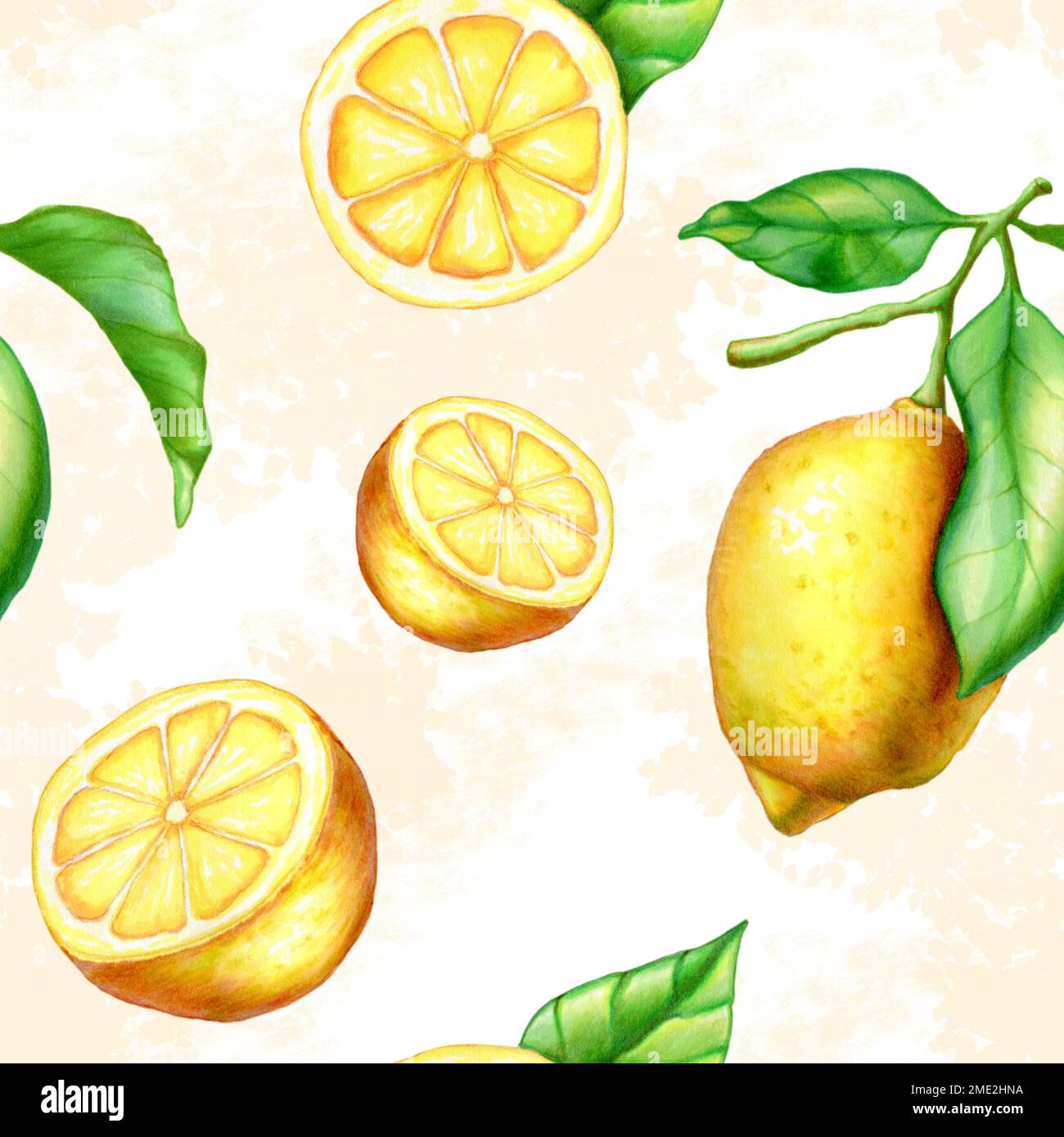 Lemon seamless pattern with hand-drawn elements. Digital illustration Stock Photo - Alamy