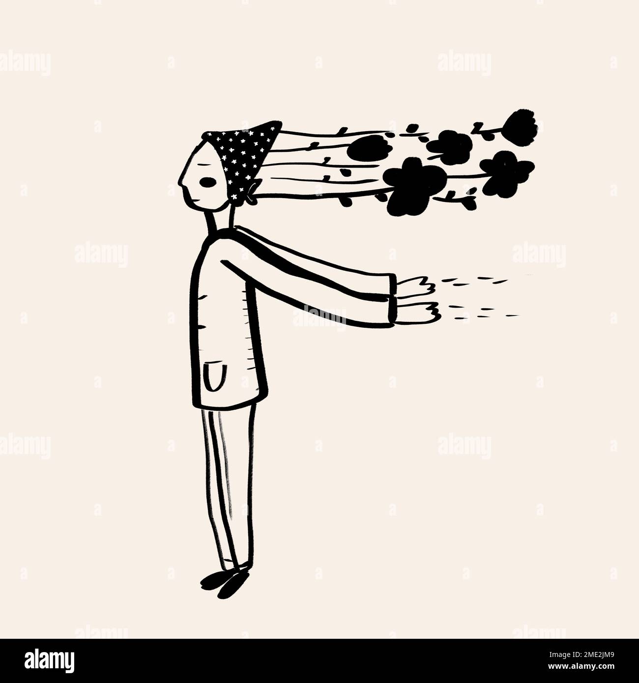 Vector illustration full body side view of man with outstretched arms ...