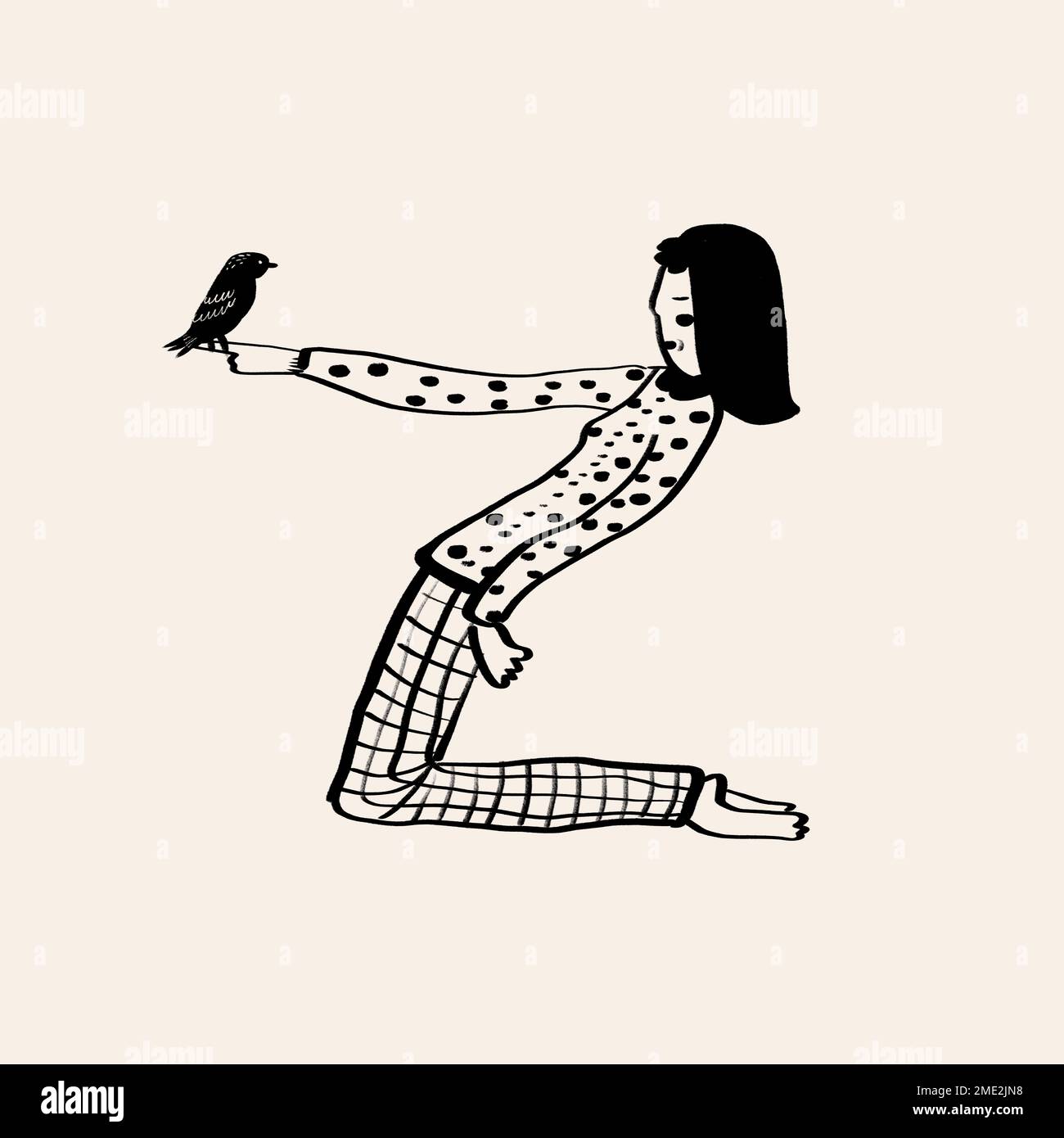 Simple flat style design of ink font letter with woman in shape of Z on ...