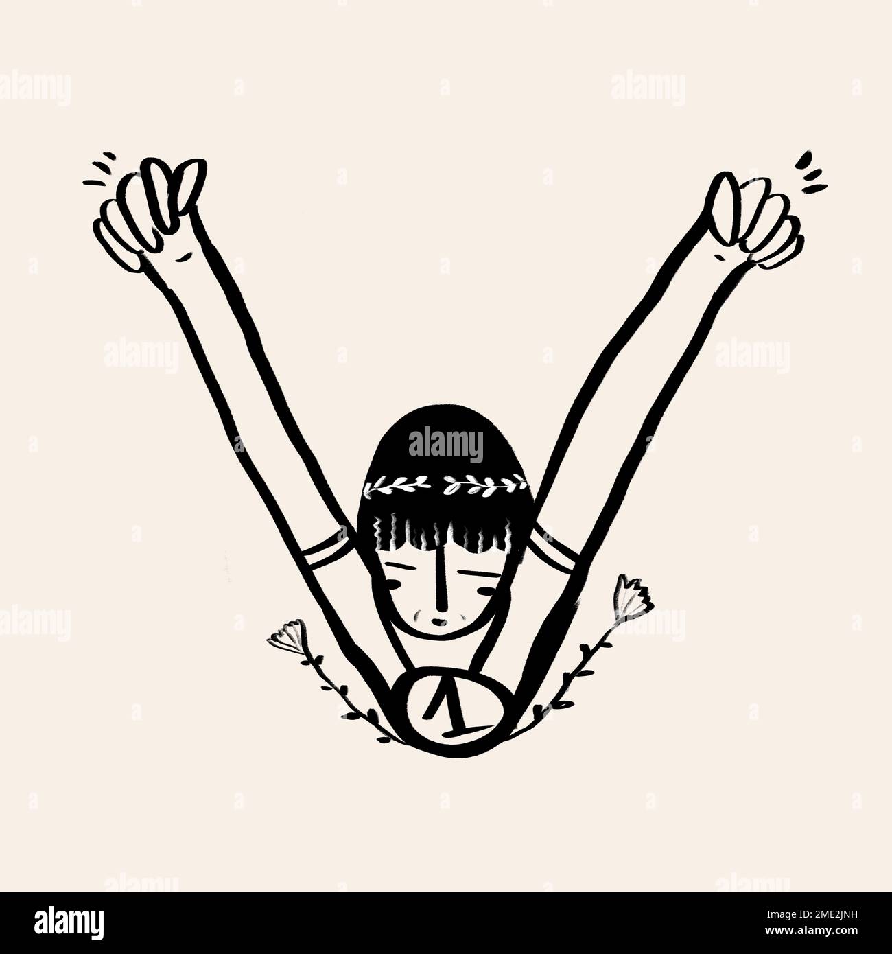 Creative simple design of font letter V standing for victory made with ...