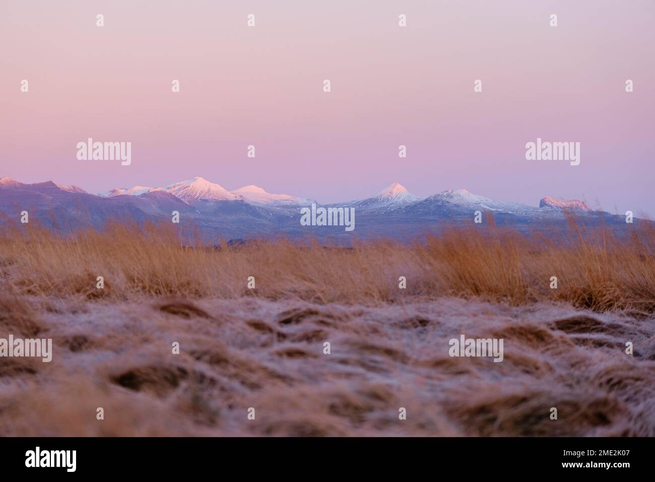 Spectacular Icelandic landscape of mountain ridge in winter during ...