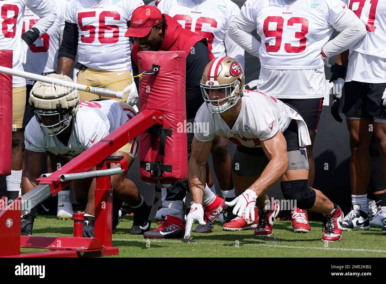 San Francisco 49ers defensive end Nick Bosa, right, at NFL football ...