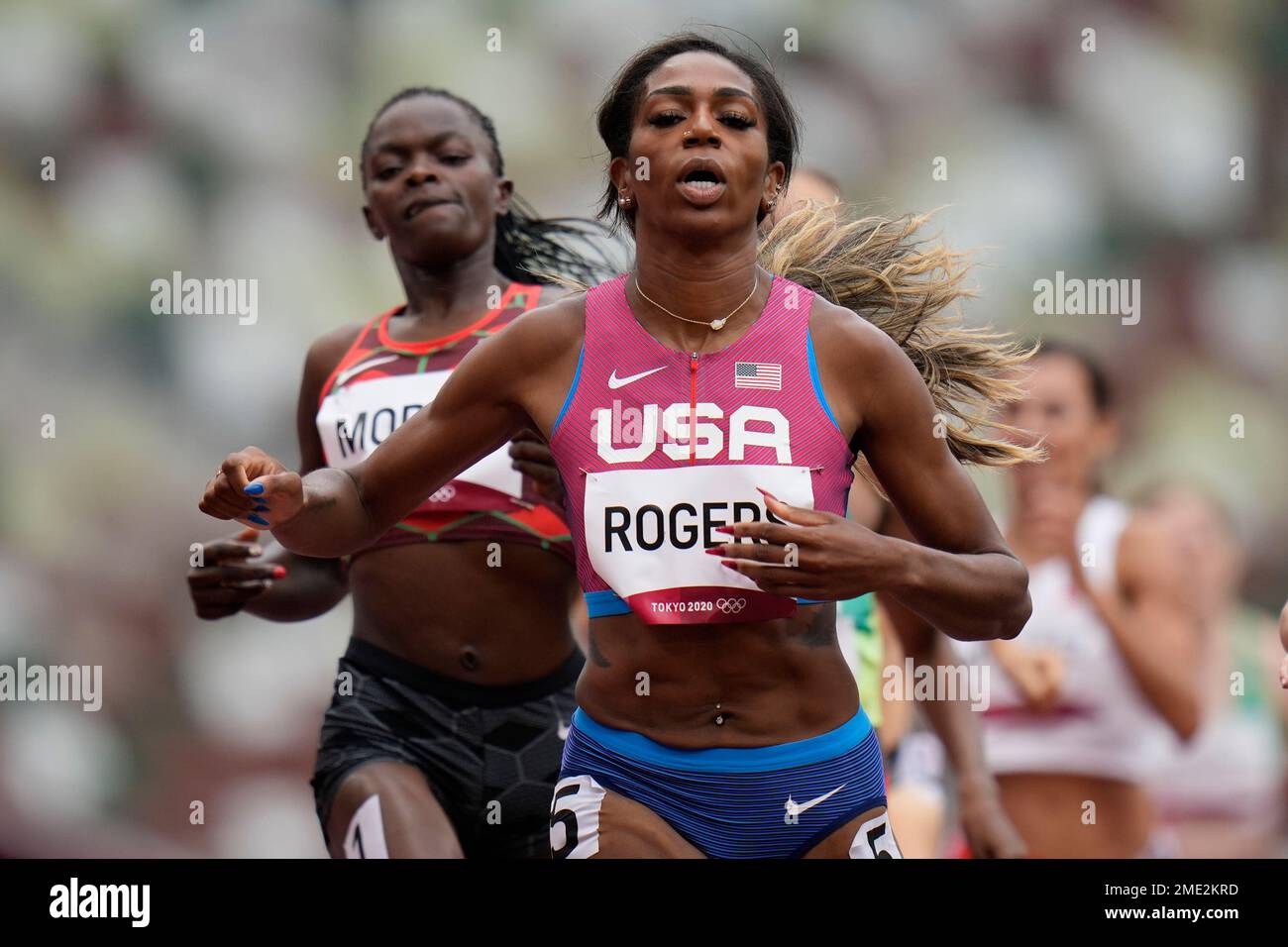 Raevyn Rogers, of United States, wins a heat in the women's 800-meter ...