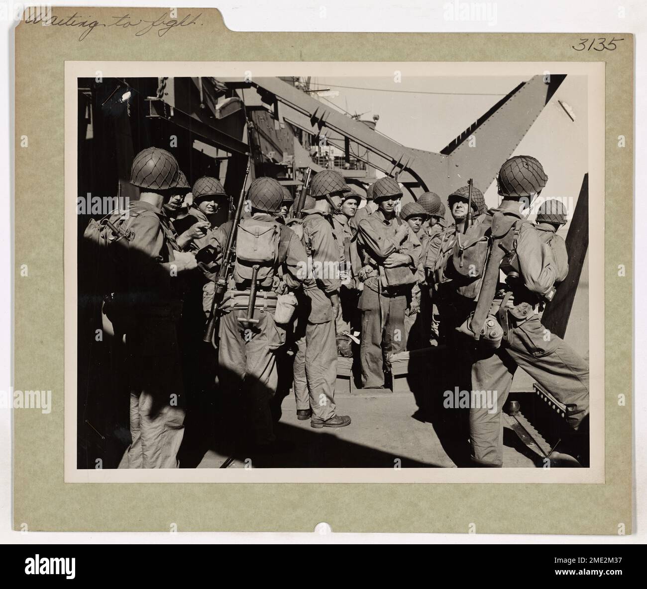 U.S. troops aboard a Coast Guard combat transport in the South Pacific ...