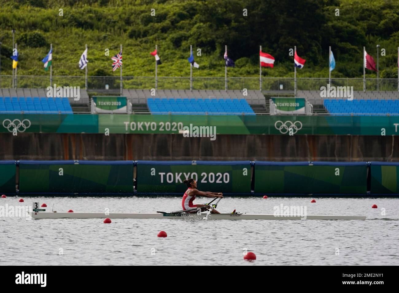 Felice Aisha Chow of Trinidad and Tobago competes in the women's rowing ...