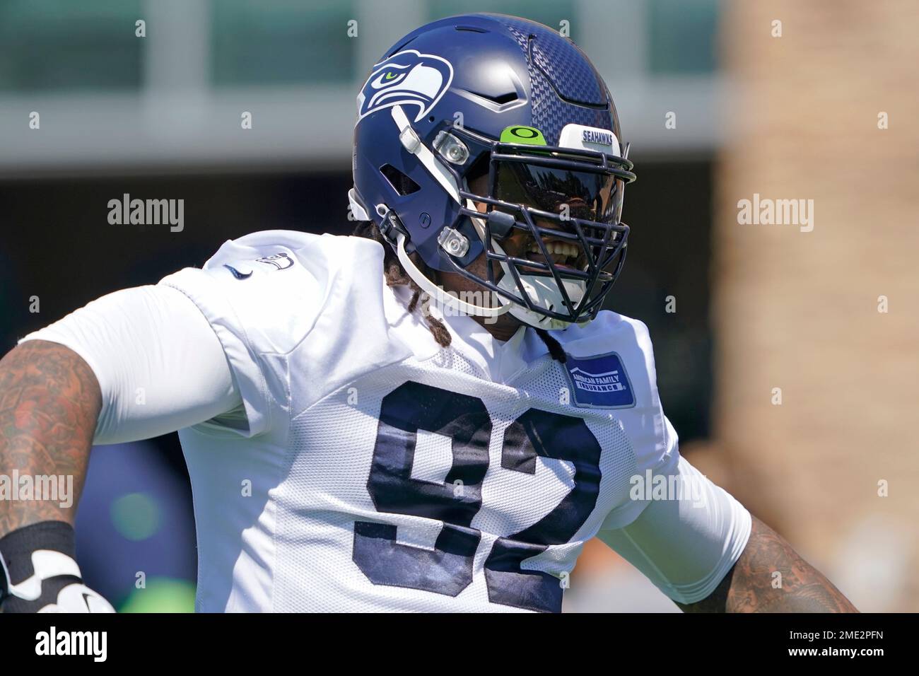 Seattle Seahawks defensive tackle Robert Nkemdiche reacts as he takes ...