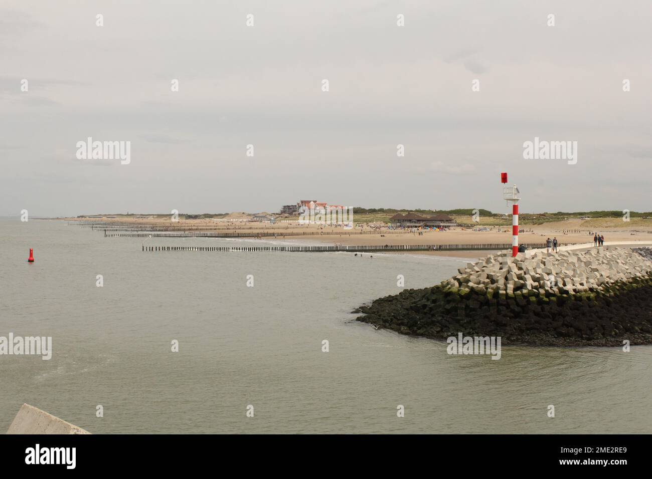 beautiful dutch coast landscape in sealand with a broad sand beach ...