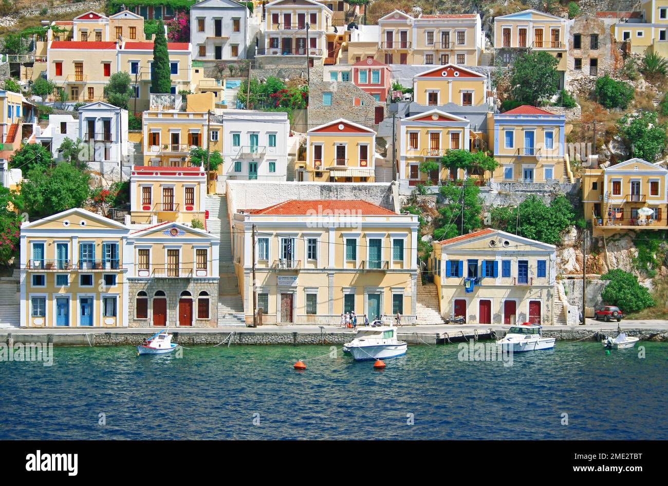 Greece. Dodecanesse. Island Symi (Simi). Colorful houses Stock Photo ...