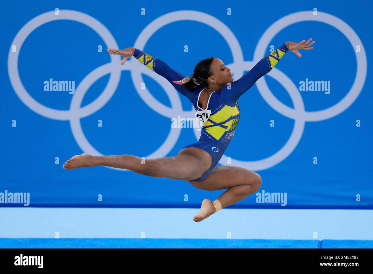 Rebeca Andrade, of Brazil, performs on the floor during the artistic ...